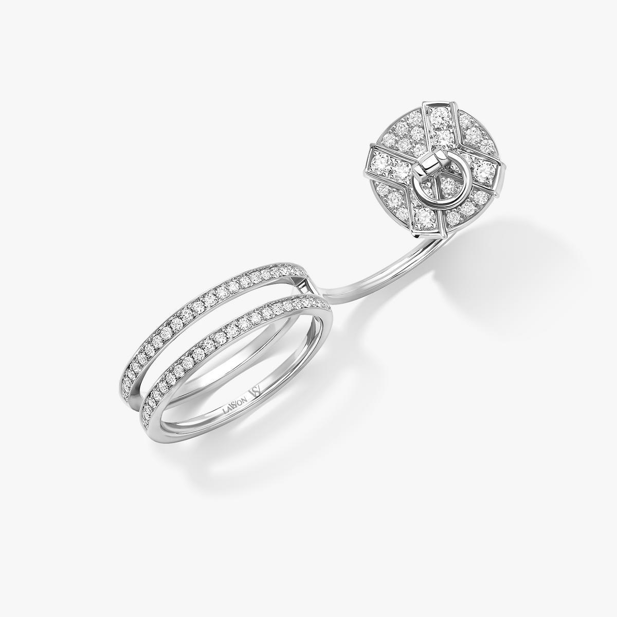 Gate Double Ring White Gold Diamond-Paved | Lawson UK